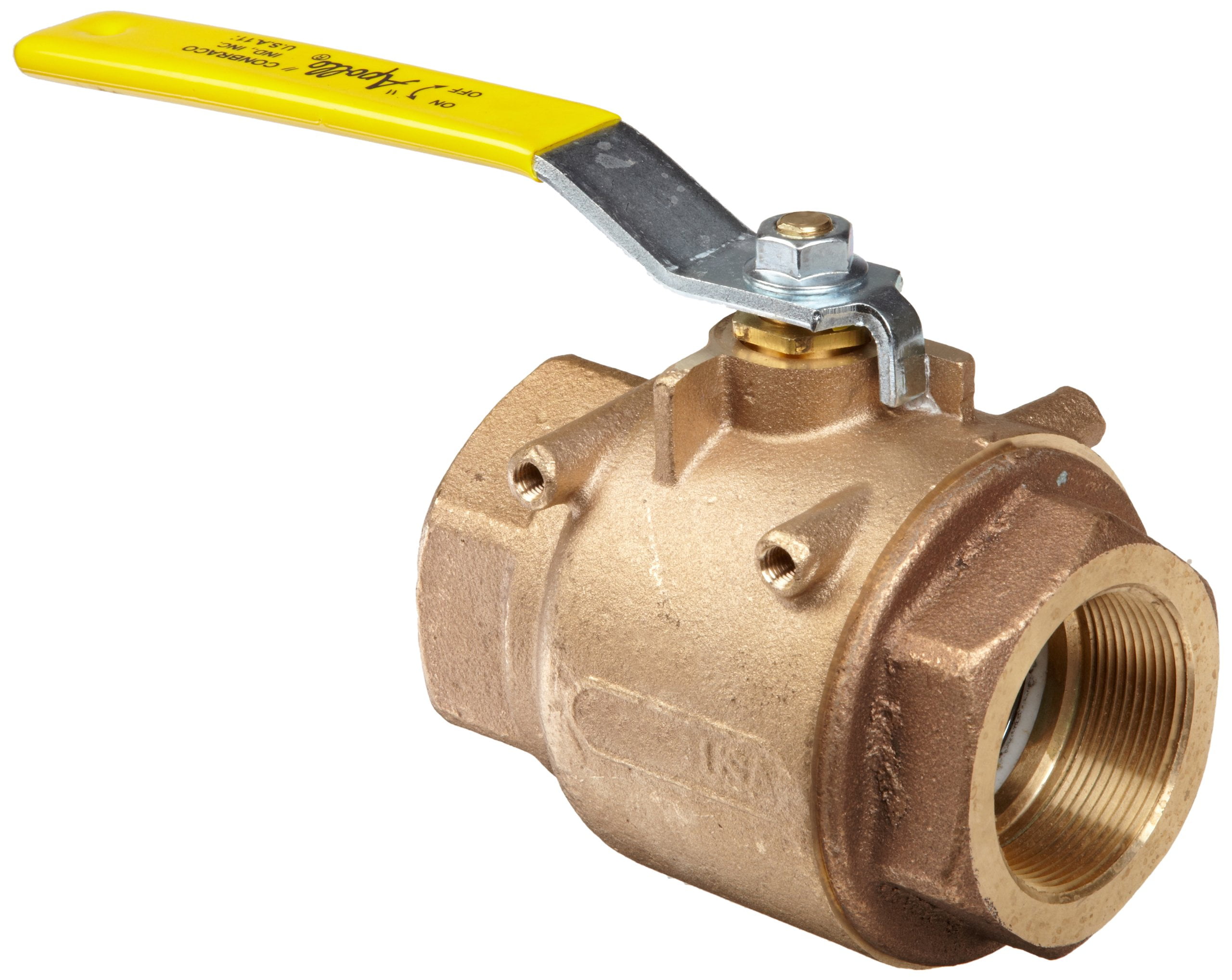 Apollo 77-100 Series Bronze Ball Valve with Actuator Mounting Pad, Two Piece, Inline, Lever, 2 ...