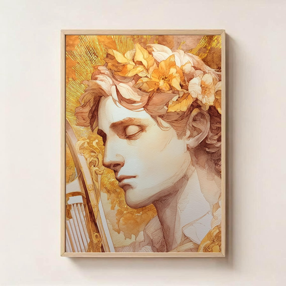 Apollo God of Light Music Greek Mythology Sun God Art, Stretched Canvas ...