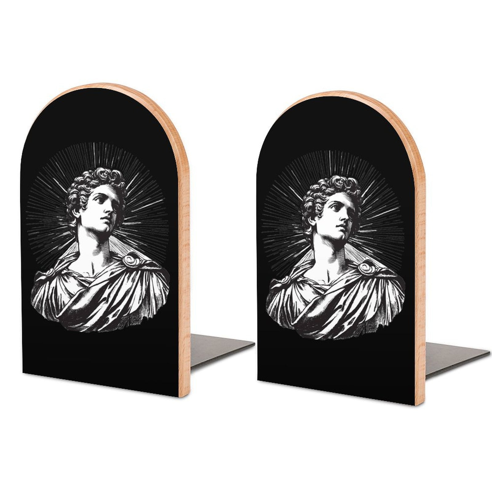 Apollo Greek God Wood Book Ends for Shelves Non-Skid Book Holders Heavy ...