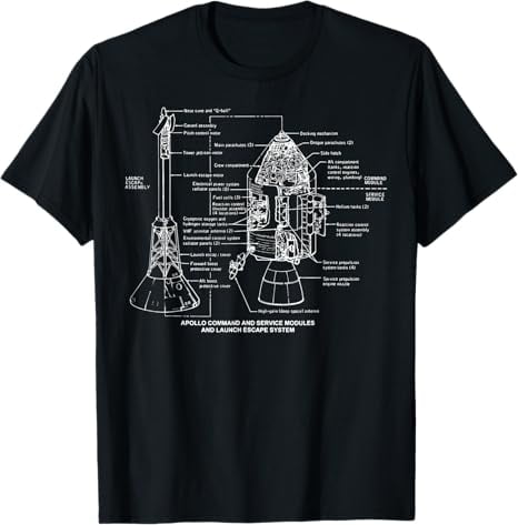 Apollo Launch Escape System Space Module Diagram Blueprint T-Shirt ...