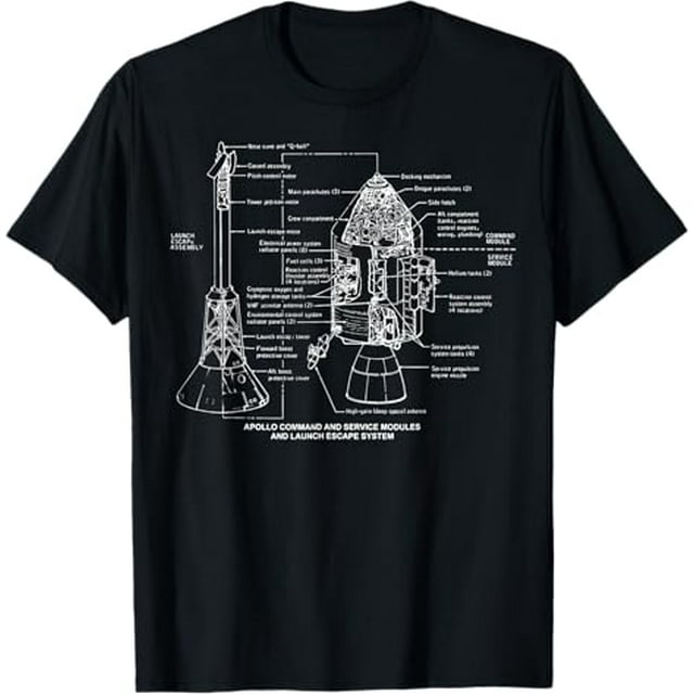 Apollo Launch Escape System Space Module Diagram Blueprint T-Shirt ...