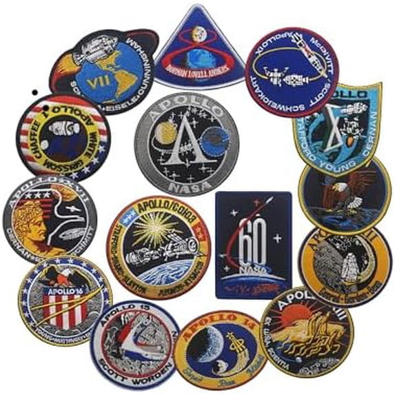 Apollo Mission Patch Set Apollo1,7,8,9,10,11,12,13,14,15,16,17, Space ...
