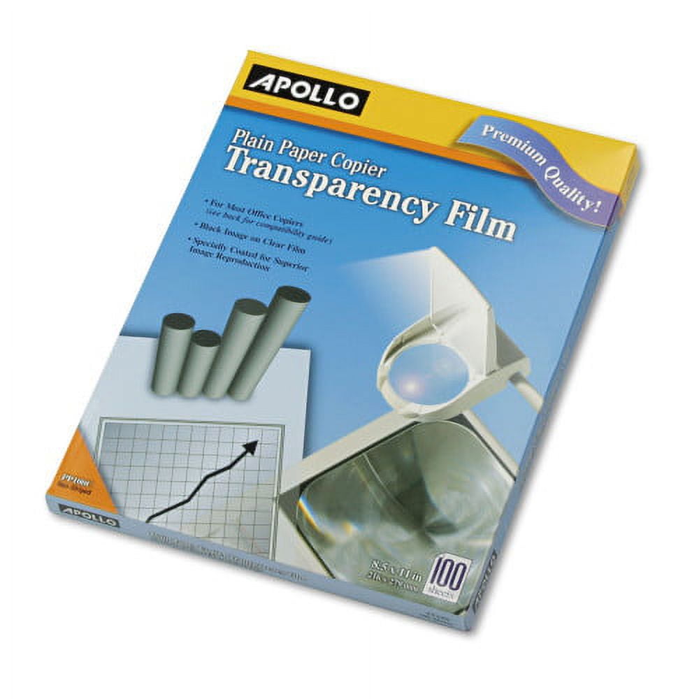 Apollo Plain Paper Transparency Film, 8.5 x 11, Black on Clear, 100/Box ...