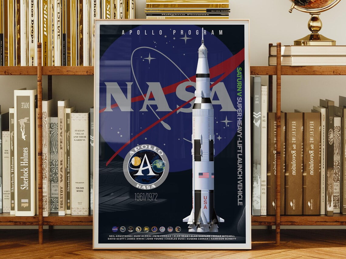 Apollo Program Poster Nasa Saturn V Rocket Vintage Space Exploration ...