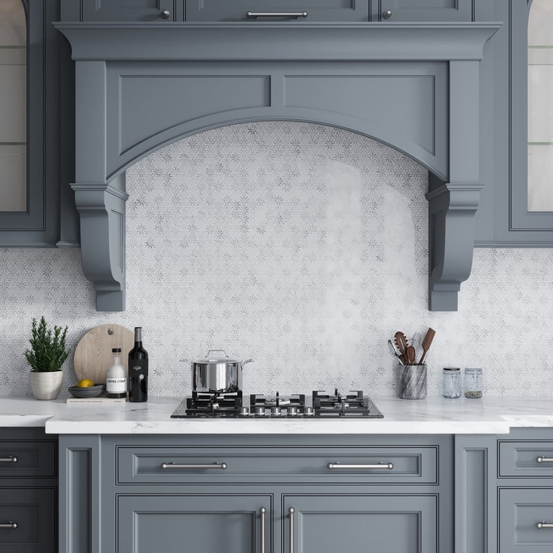 Apollo Tile 11.2 in. x 9.9 in. Polished White Eastern White, Bardiglio ...
