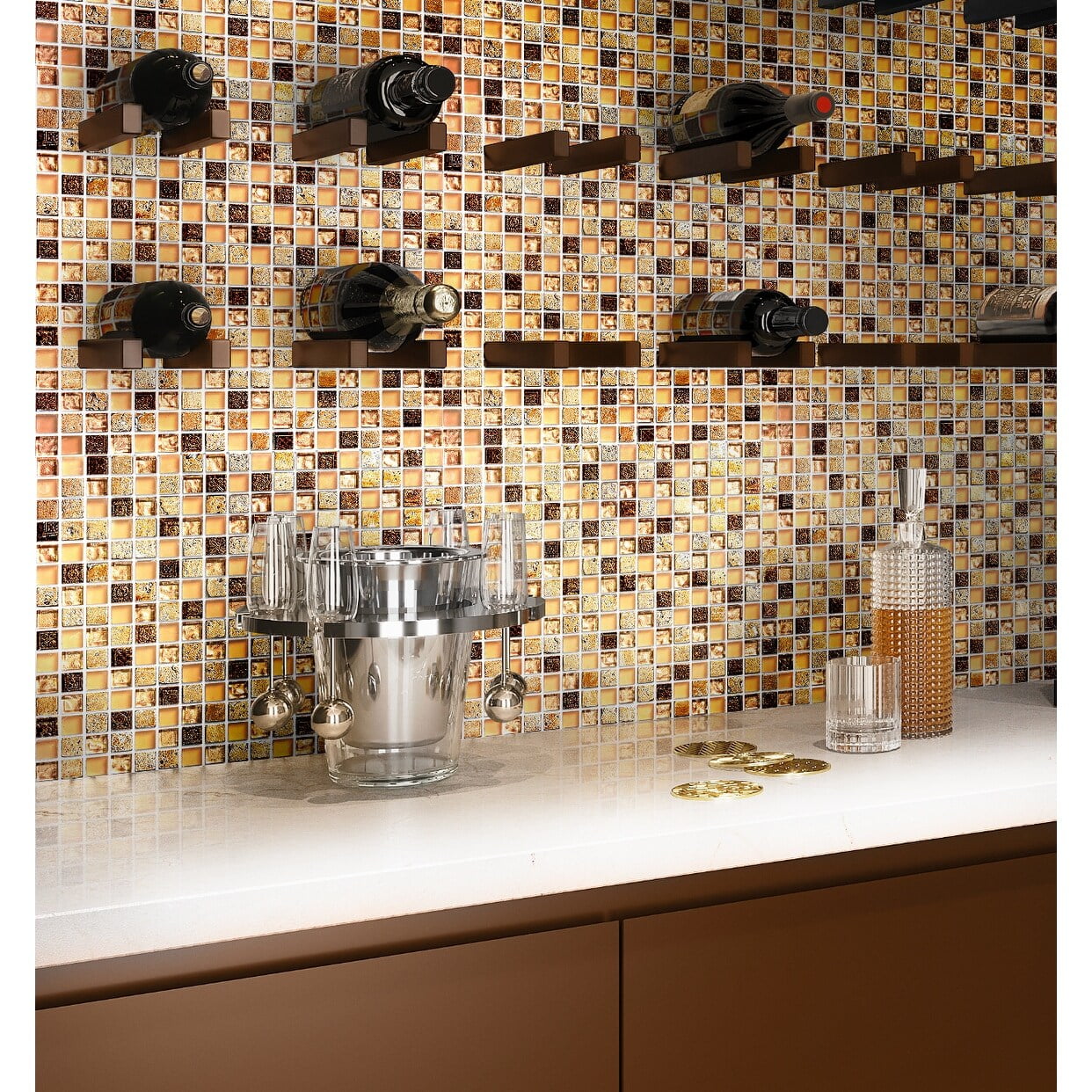 Apollo Tile 11.7-in x 11.7-in Beige , Brown Square Polished , Foiled ...