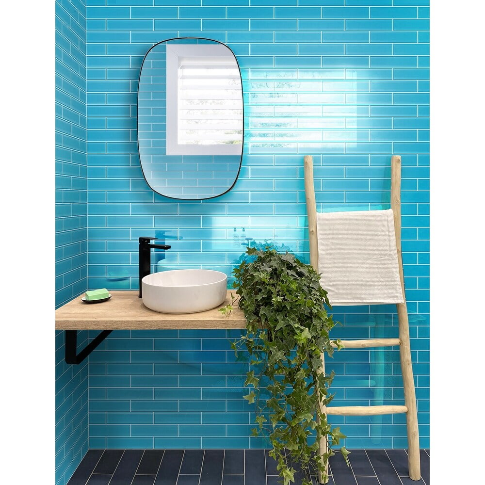 Apollo Tile 20 Pack 3-in x 12-in Cerulean Blue Rectangular Subway ...