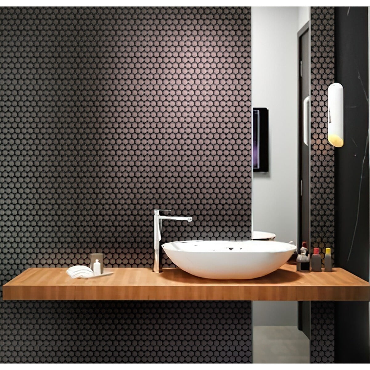 Apollo Tile 5 Pack 12-in x 12-in Anchor Gray Penny Round Glossy ...