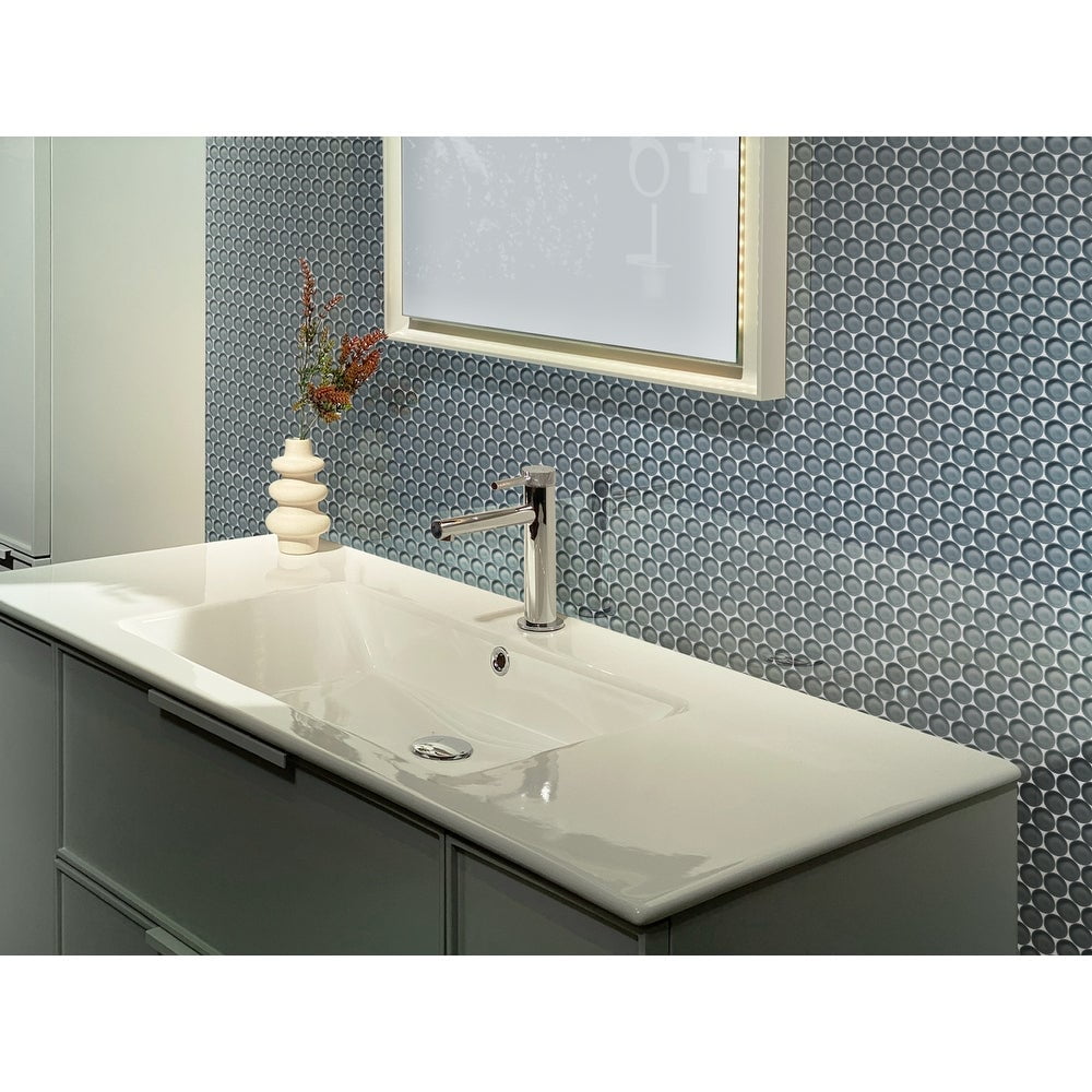 Apollo Tile 5 Pack 12-in x 12-in Slate Gray Penny Round Glossy Finished ...