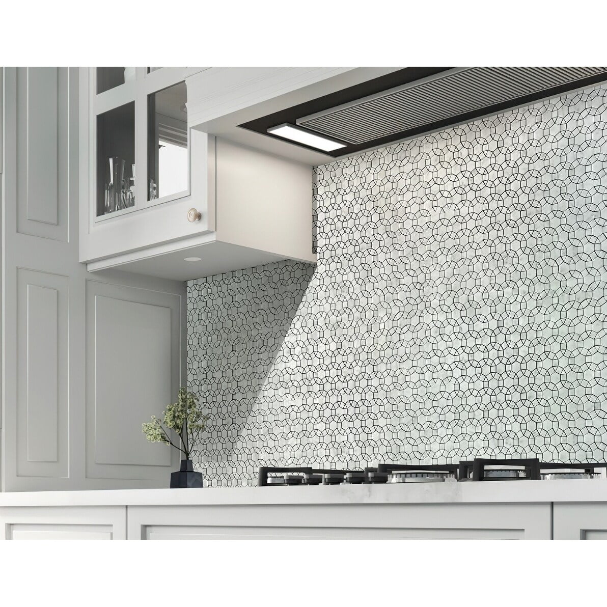 Apollo Tile 5 Pack White 11-in. x 12.7-in. Polished Marble Mosaic Tile ...