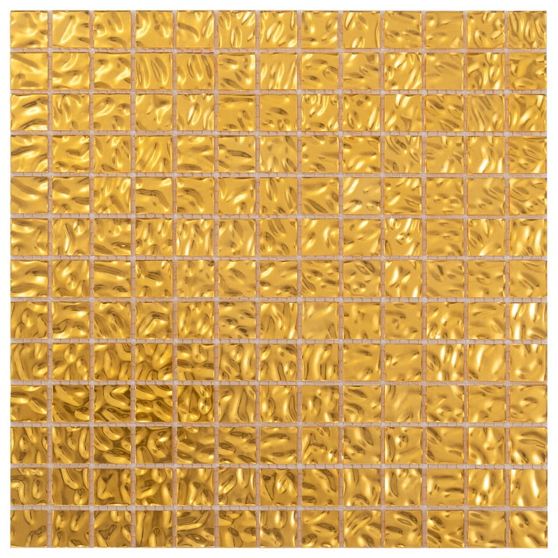 Apollo Tile Altin 12 in. x 12 in. Glossy Shimmer Gold Glass Mosaic Wall ...