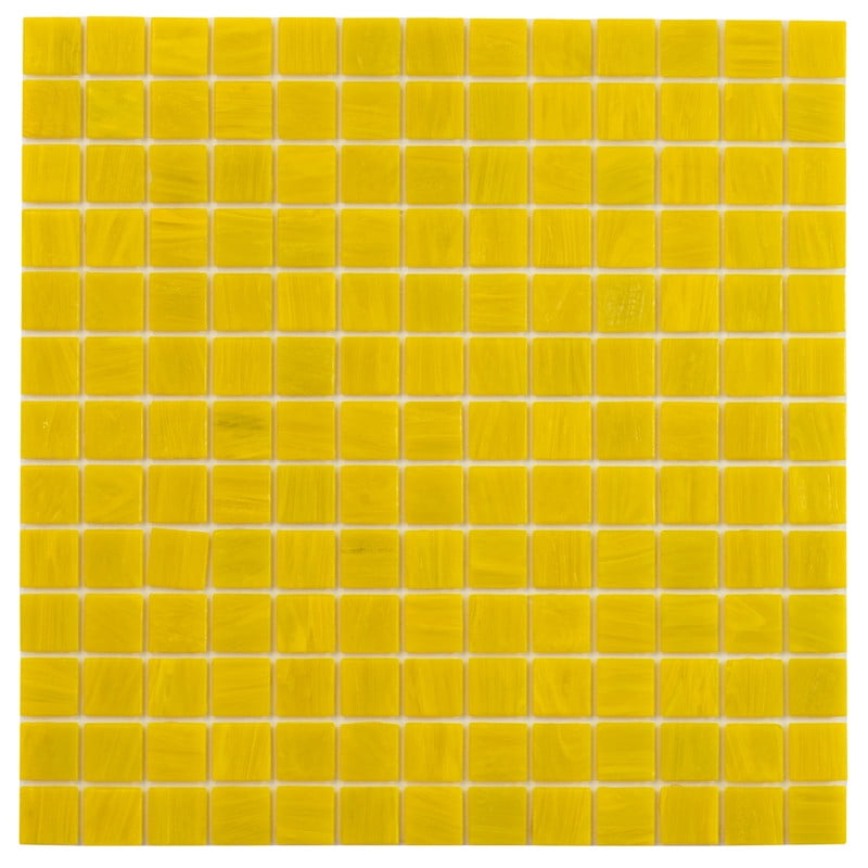 Apollo Tile Celestial 12 in. x 12 in. Glossy Canary Yellow Glass Mosaic ...