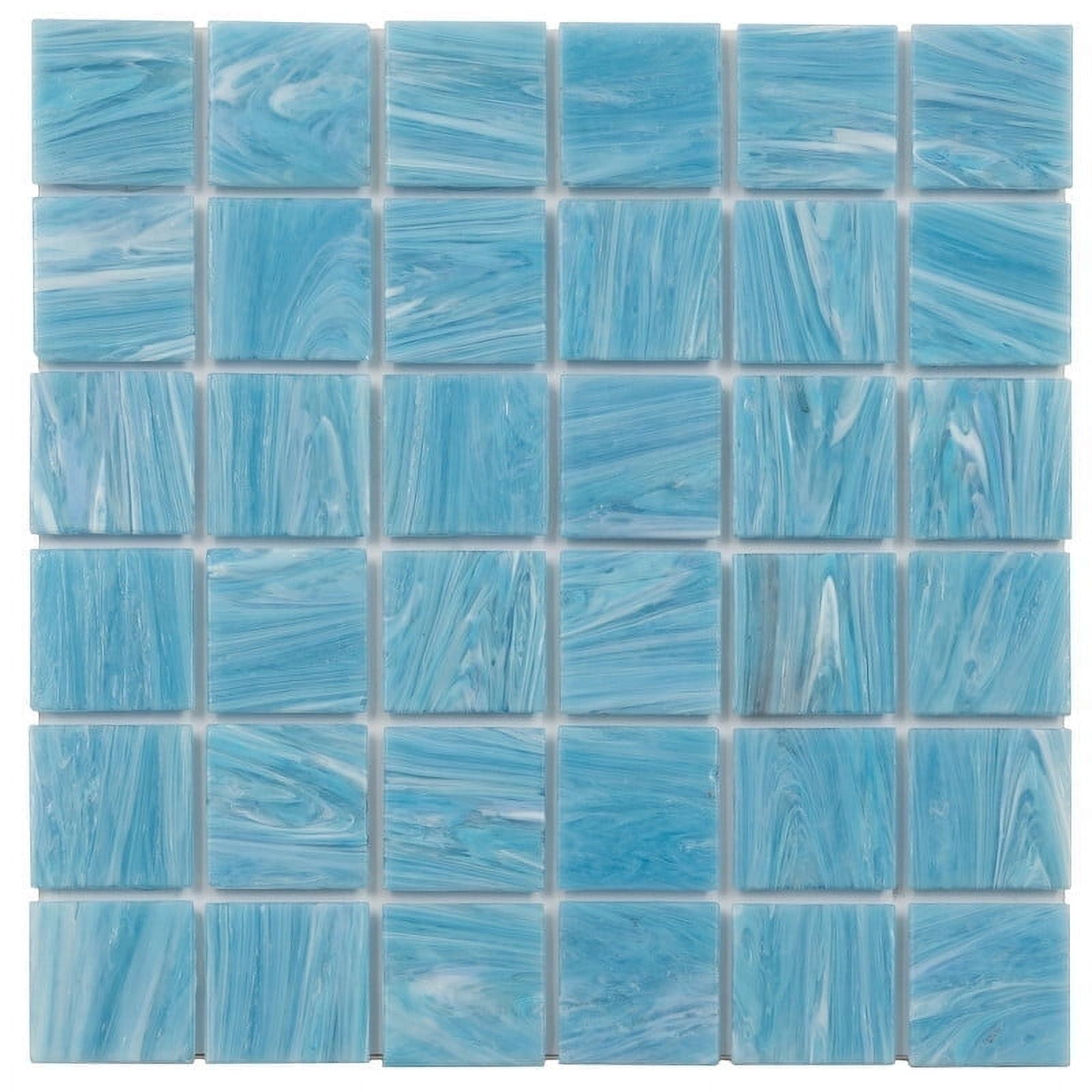 Apollo Tile Celestial 12 in. x 12 in. Glossy Sky Blue Glass Mosaic Wall ...