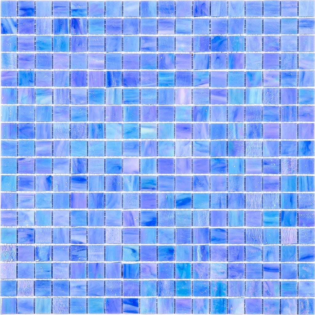 Apollo Tile Skosh 11.6 in. x 11.6 in. Glossy Rainbow Blue Glass Mosaic ...