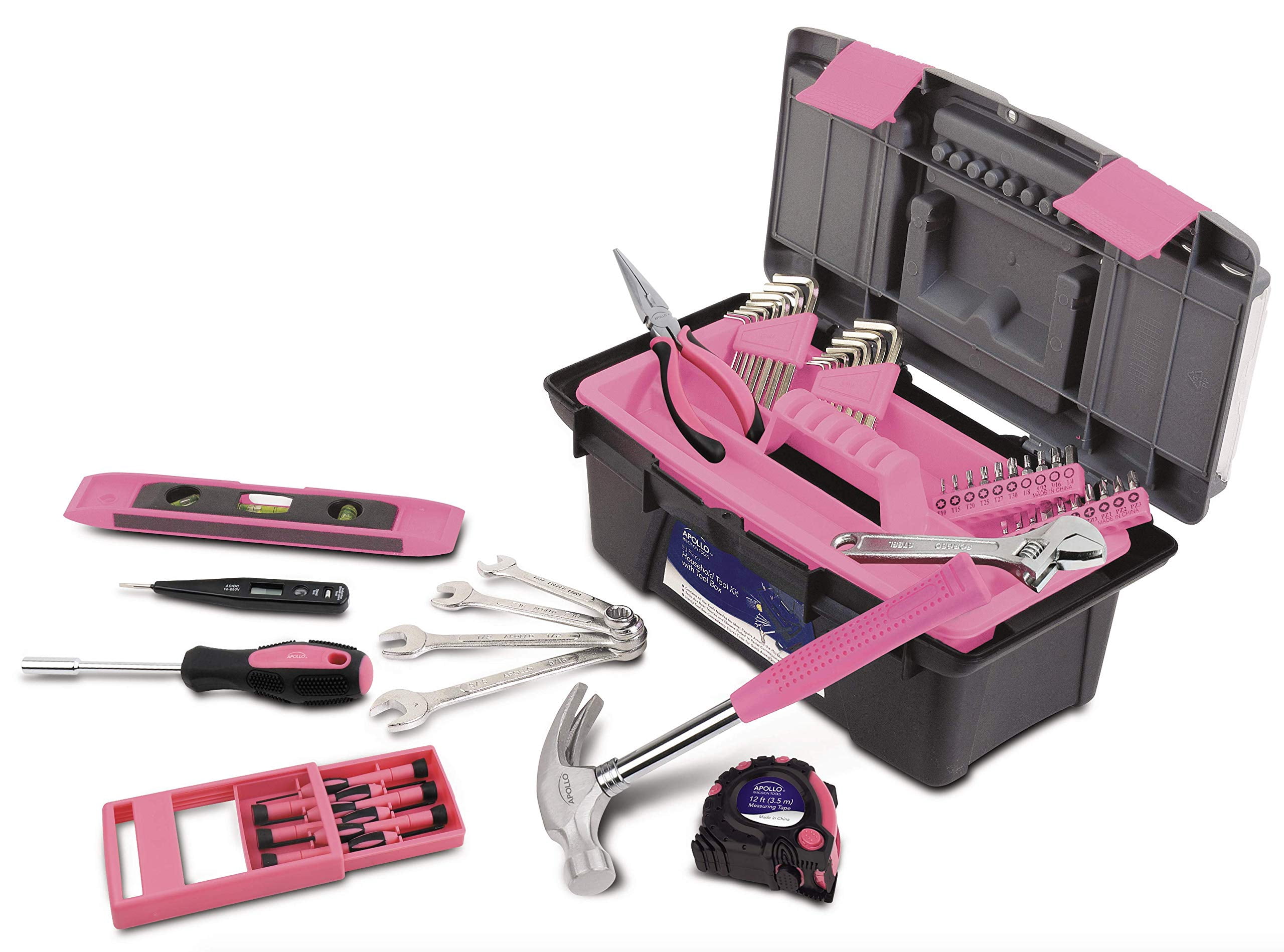 Apollo Tools 53 Piece Household Tool Set Includes Tools and Tool Box ...