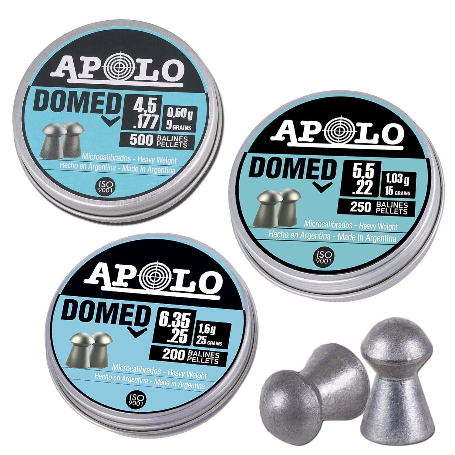 Apolo Domed Airgun Pellets .25 Caliber 25 Grain 200ct - Round Nose ...