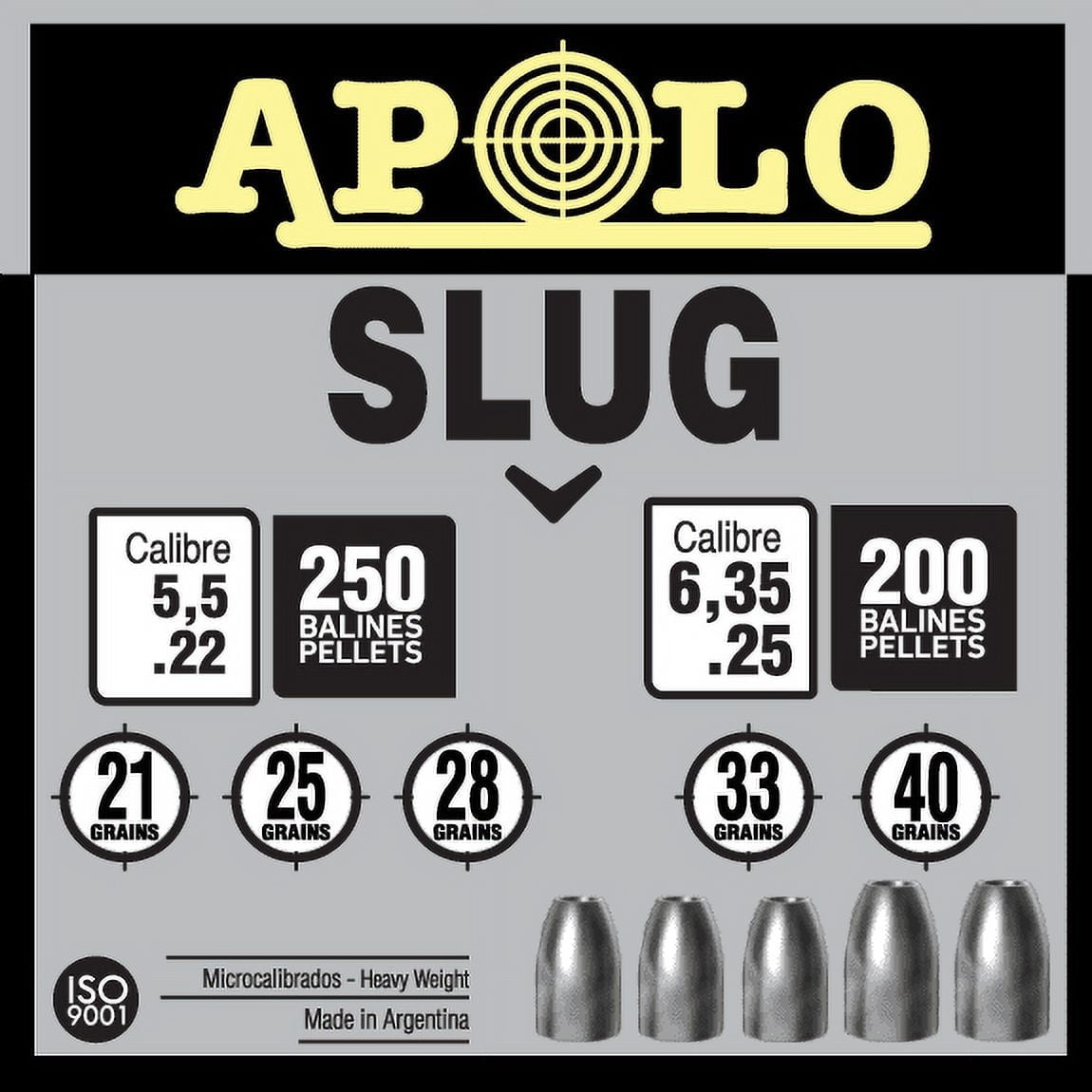 Apolo Hollowpoint .25 Caliber Airgun Pellets, 40 Grain, 200 Count ...