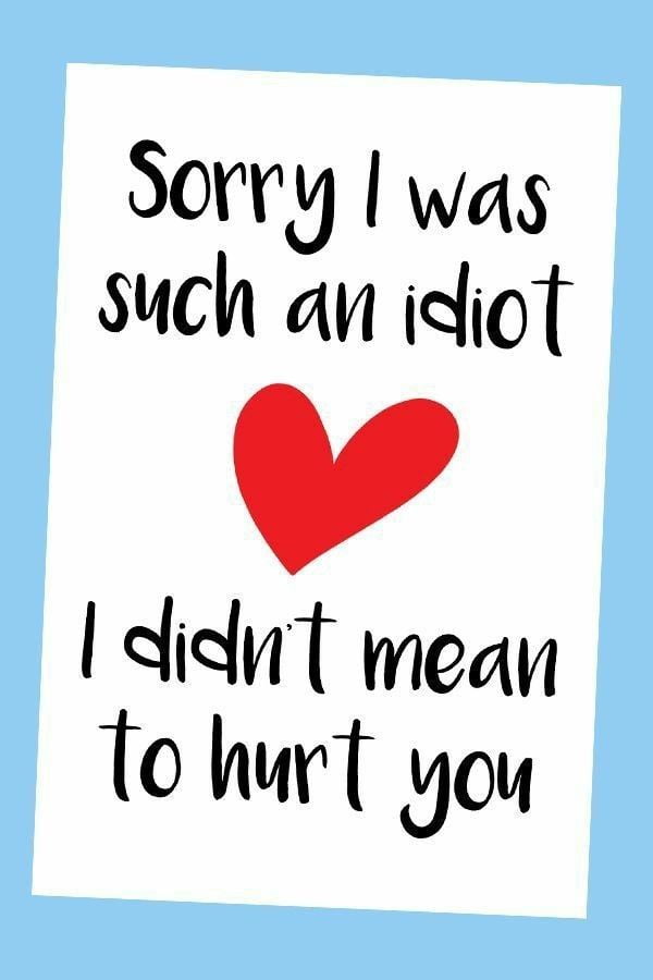 Apology Greeting Card – "Sorry I Was Such an Idiot" Heart Design ...