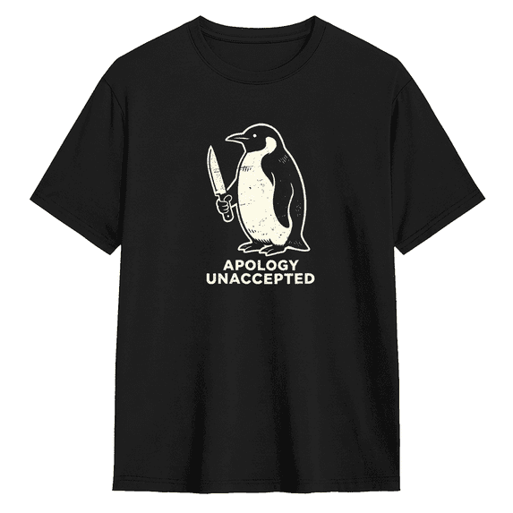 Apology Unaccepted Knife Holding Penguin Retro Graphic Tee for Men and ...