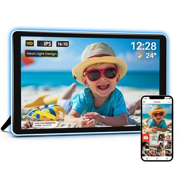 Apolosign 10.1" Neon Light Digital Picture Frame, HD WiFi Smart Photo ...