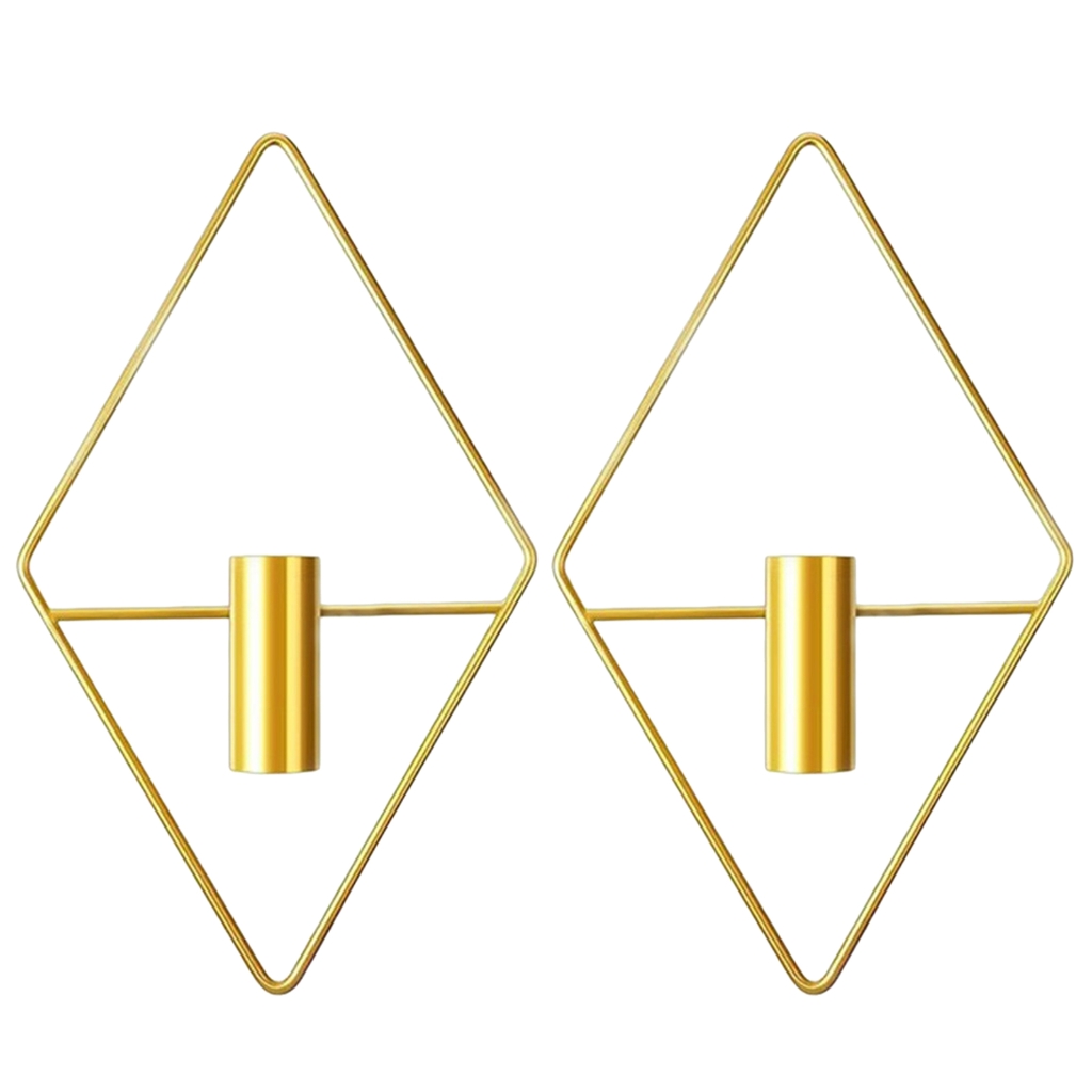 Apooke 2Pcs Rhombus Shape Metal Hanging Planters Vase Geometric Wall ...