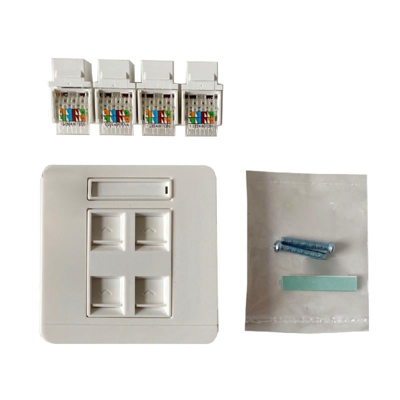 Apooke 4-Port Network Wall Plug RJ45 Cat6 LAN Faceplate Gigabit ...
