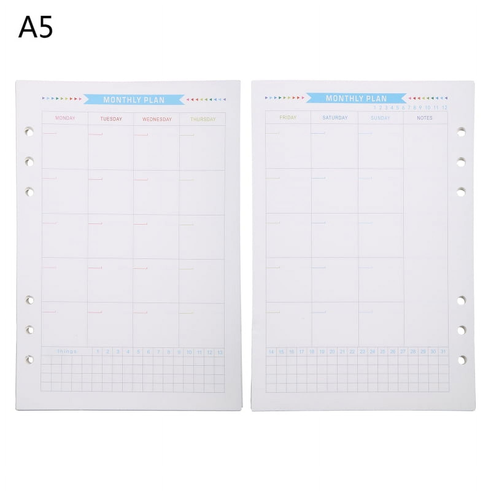 Apooke 6-hole Loose-leaf Inserts A5 Notebook Refill Papers for A5 Loose ...