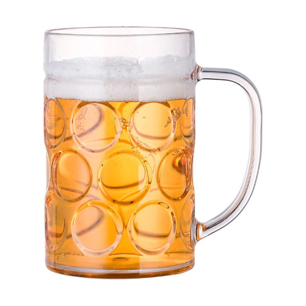 Apooke Acrylic Beer Mug with Handle Unbreakable Drinking Glasses ...