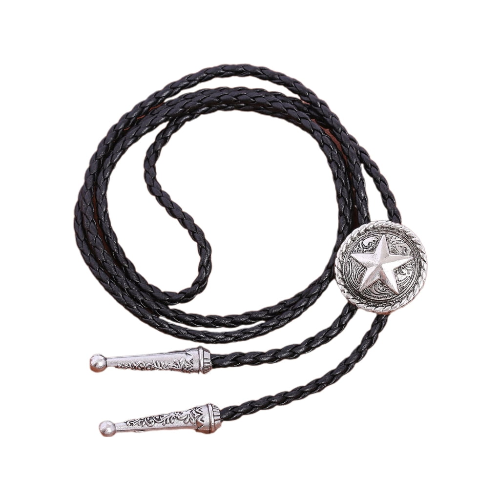 Apooke American Bolo Tie Vintage Western Punk Cowboy Star Pendant Faux ...