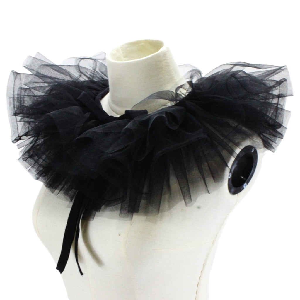 Apooke Fake Collar Victorian Detachable Jabot Collar Ruffled Lace Jabot ...