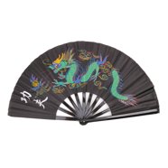Metal Frame Kung Fu Fighting Fan - Yin Yang Dragons - Black - Walmart.com