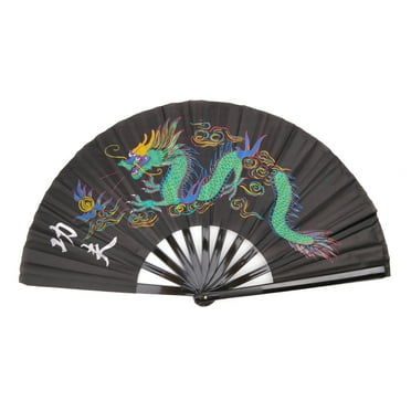 Metal Frame Kung Fu Fighting Fan - Yin Yang Dragons - Black - Walmart.com