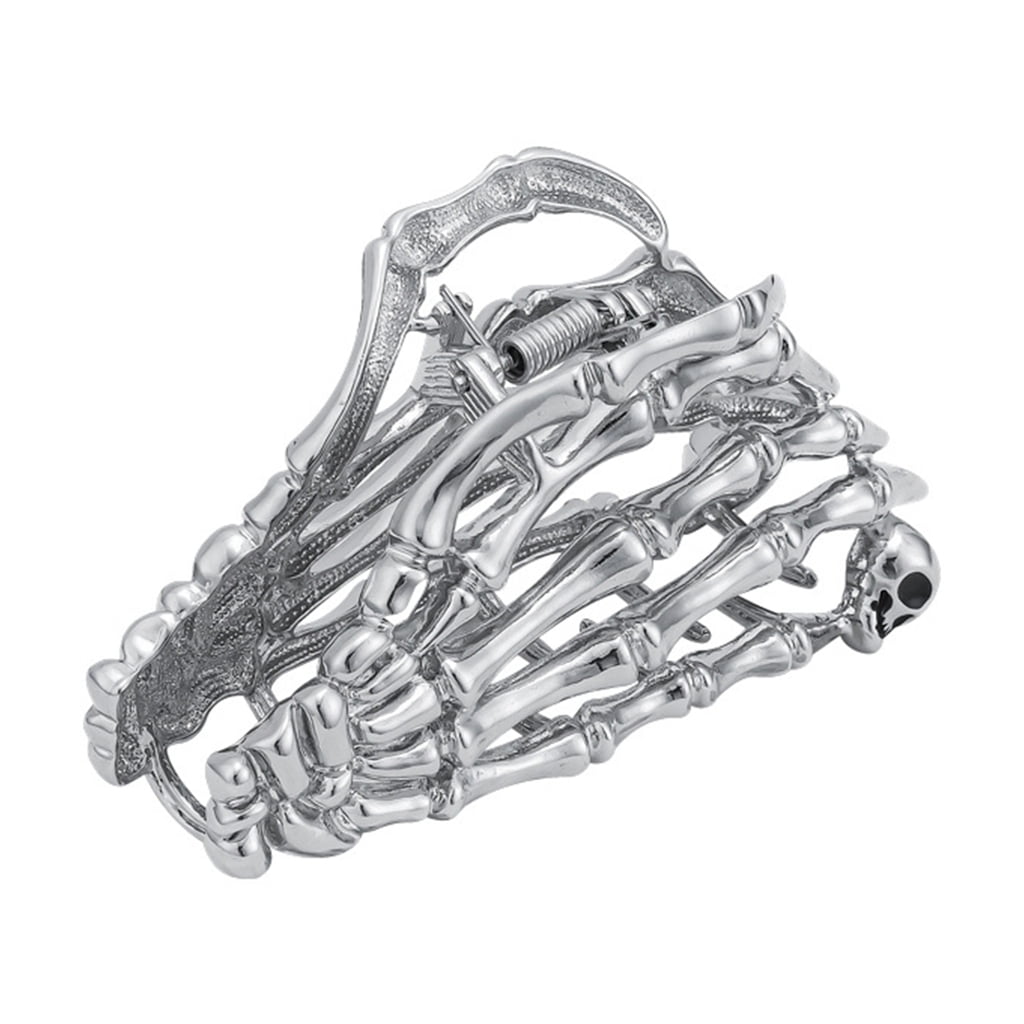 Apooke Gothic Hair Claw Clip Skeleton Hand Ponytail Holder Claw Shape ...