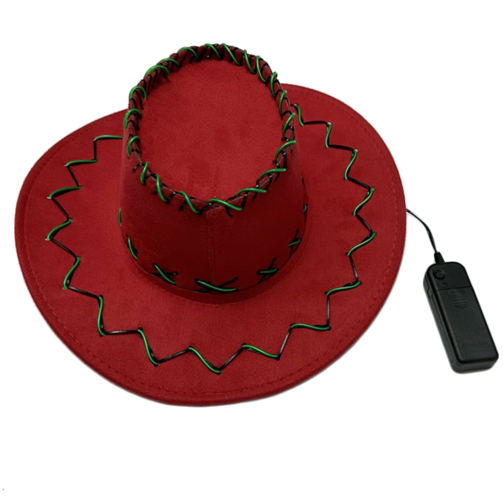Apooke Light Up Cowboy Hat Western Wide Brim Party Hat Women LED ...