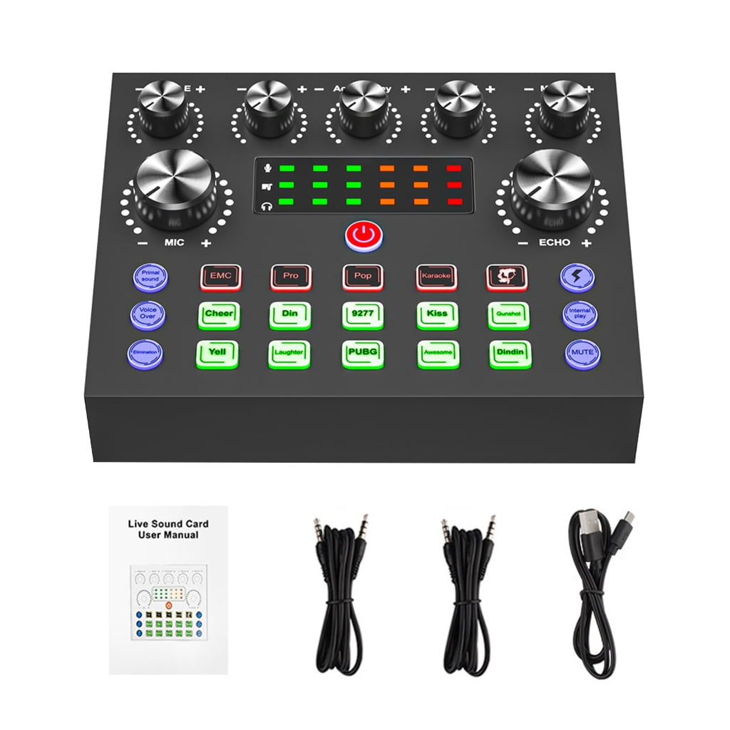Apooke Live Streaming Sound Mixer Board Digital Sound Card with 15Sound ...
