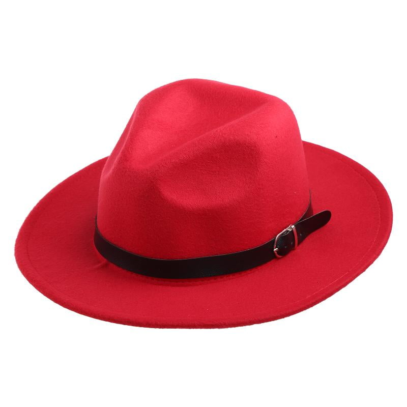 Apooke Men Women Jazz Bowknot Hard Felt Fedora Panama Bowler Wide Hat ...