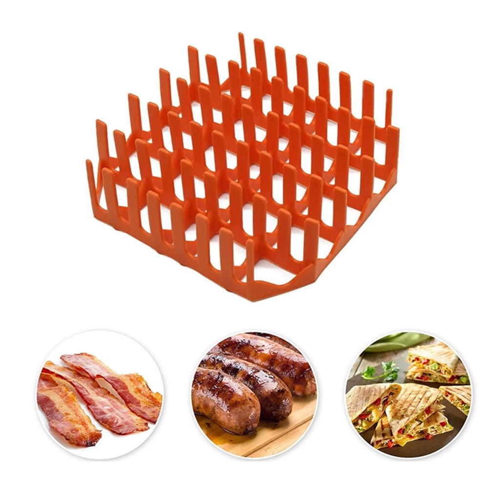 Apooke Silicone Air Fryer Basket Silicone Bacon Rack Air Fryer Grilling ...