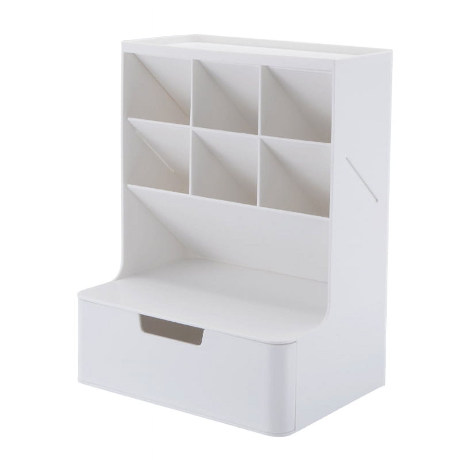 Apooke Stacking Desk Organizer with Drawer 6-grid Inclined Pen Slots ...