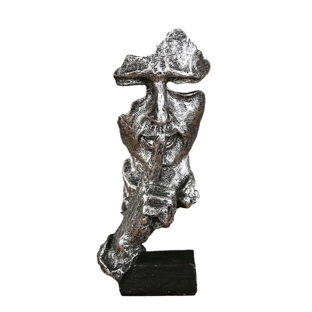 Apooke Thinker Statue Silence is Gold Figurines Resin Craft Home Decor ...