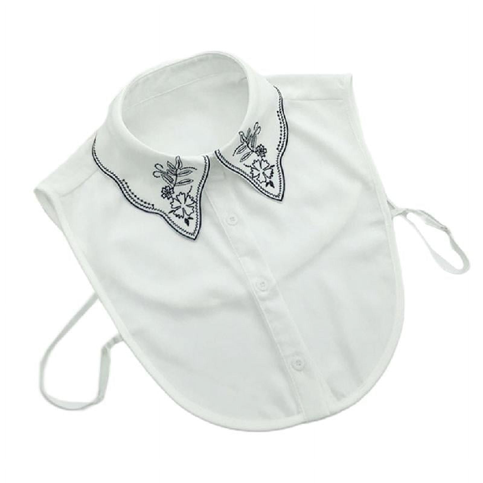Apooke Women Black White Chiffon Half Shirt Embroidered Floral False ...