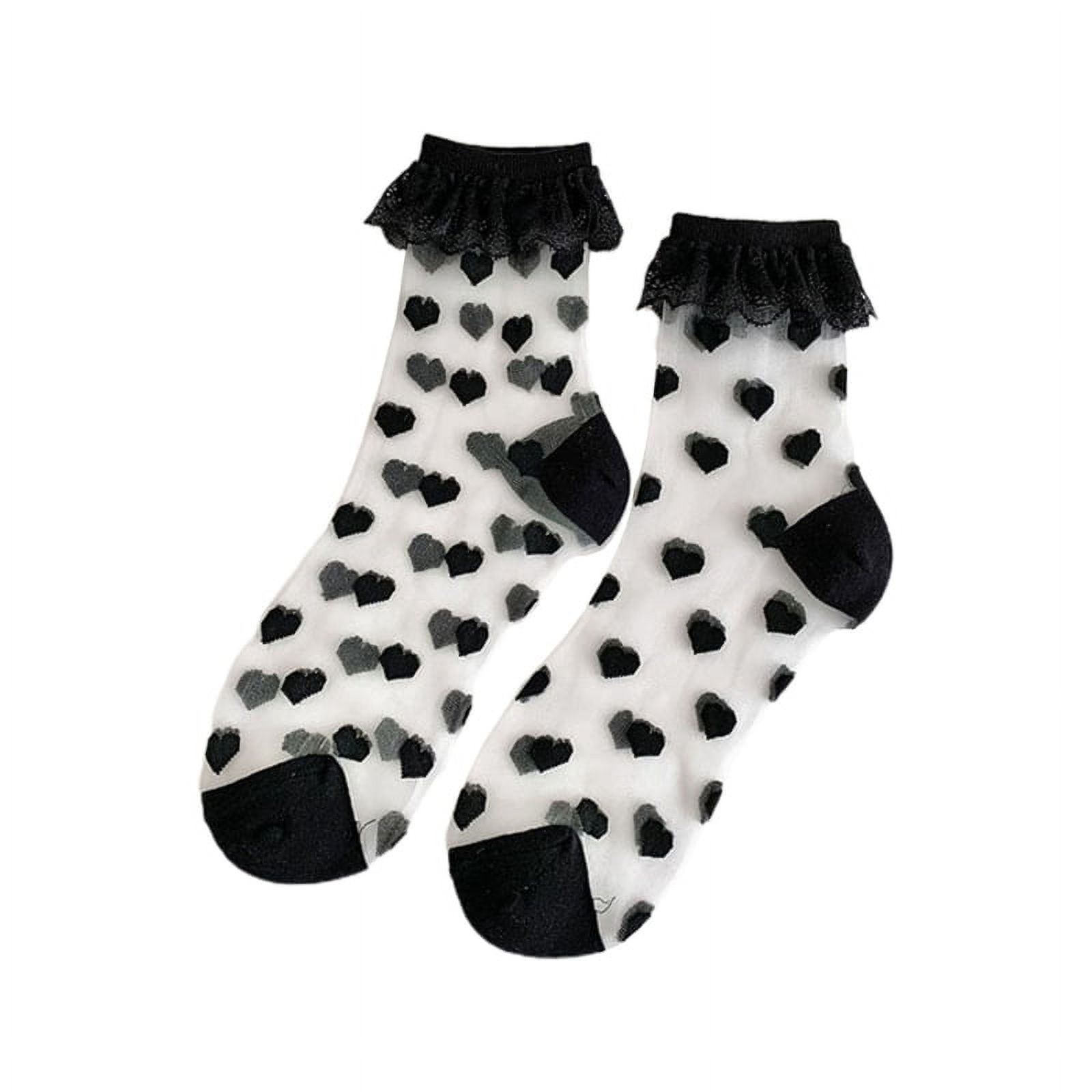 Apooke Women Crew Socks Japanese Lolitas Lace Ruffle Frilly Socks Cute ...