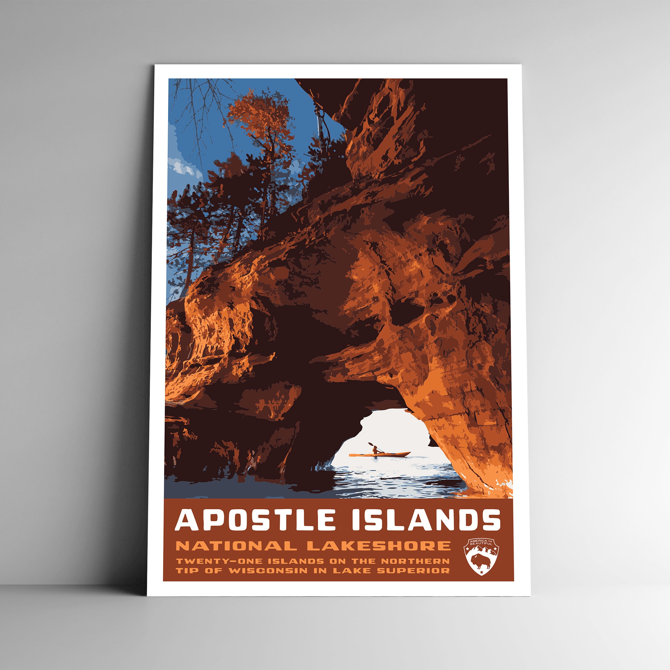 Apostle Islands National Lakeshore Travel Poster / Postcard WPA Style ...