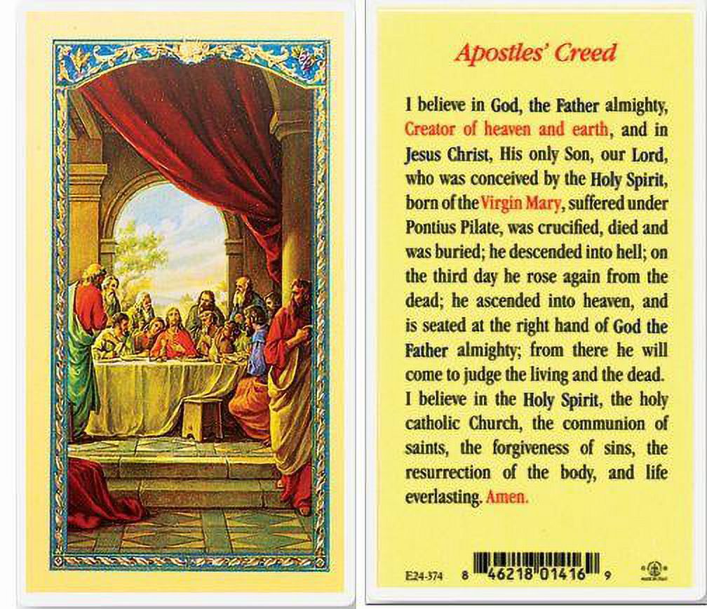 Apostles' Creed Laminated Catholic Prayer Holy Card with Prayer on Back ...