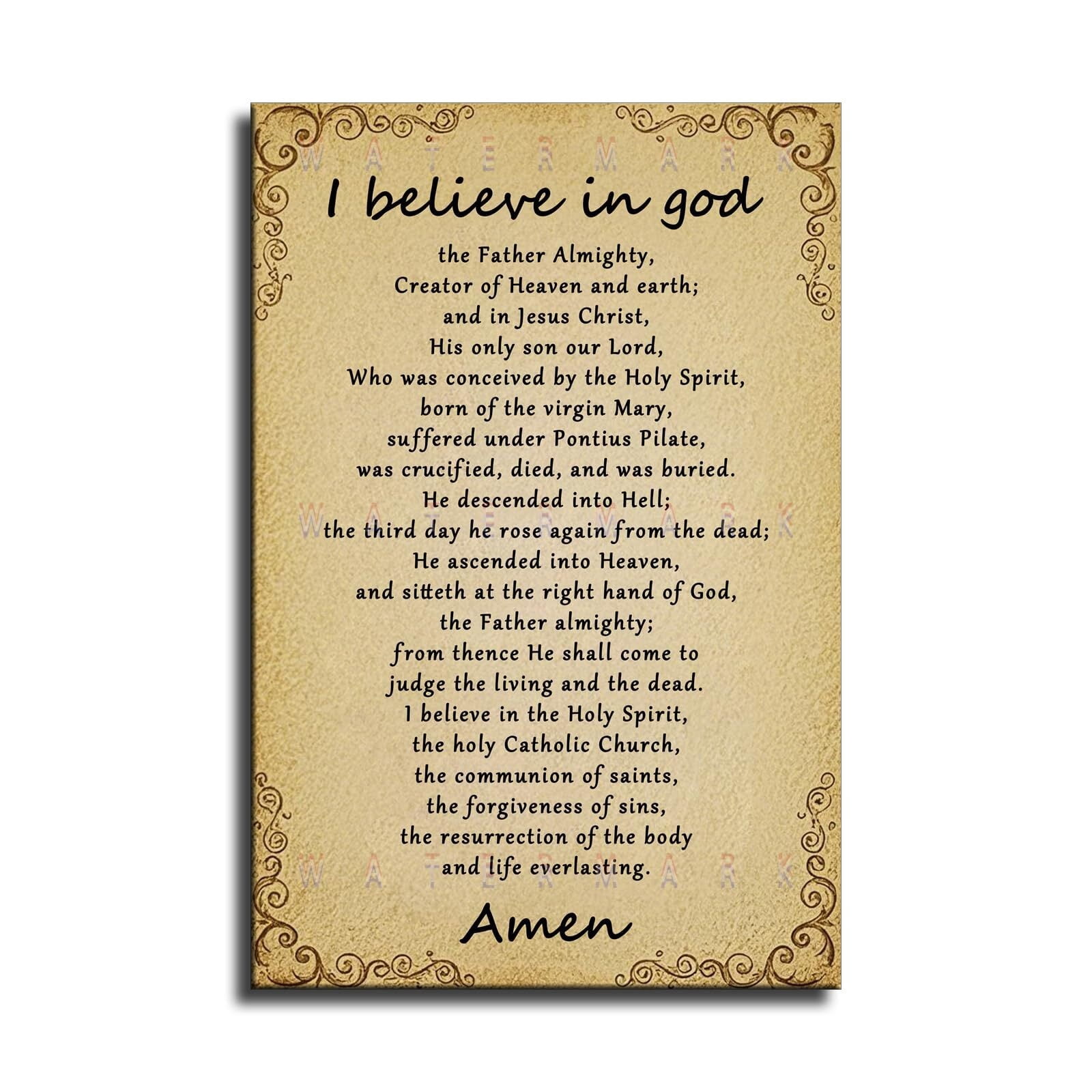 The Apostles Creed Prayer Wall Art Vintage Posters for Kitchen Artwork ...