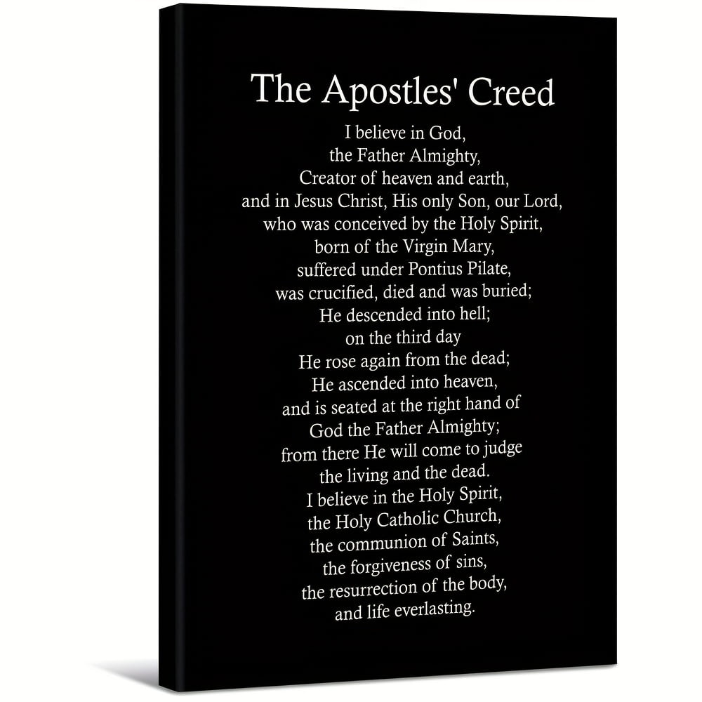 Apostles' Creed Text On Black Background Large Wooden Framed Wall Art ...