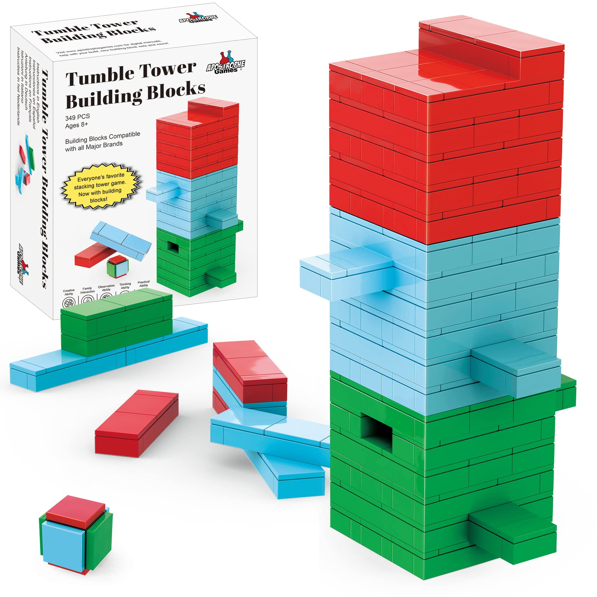 Apostrophe Games Block Stacking H2FSDGame Building Block Set - 349 ...