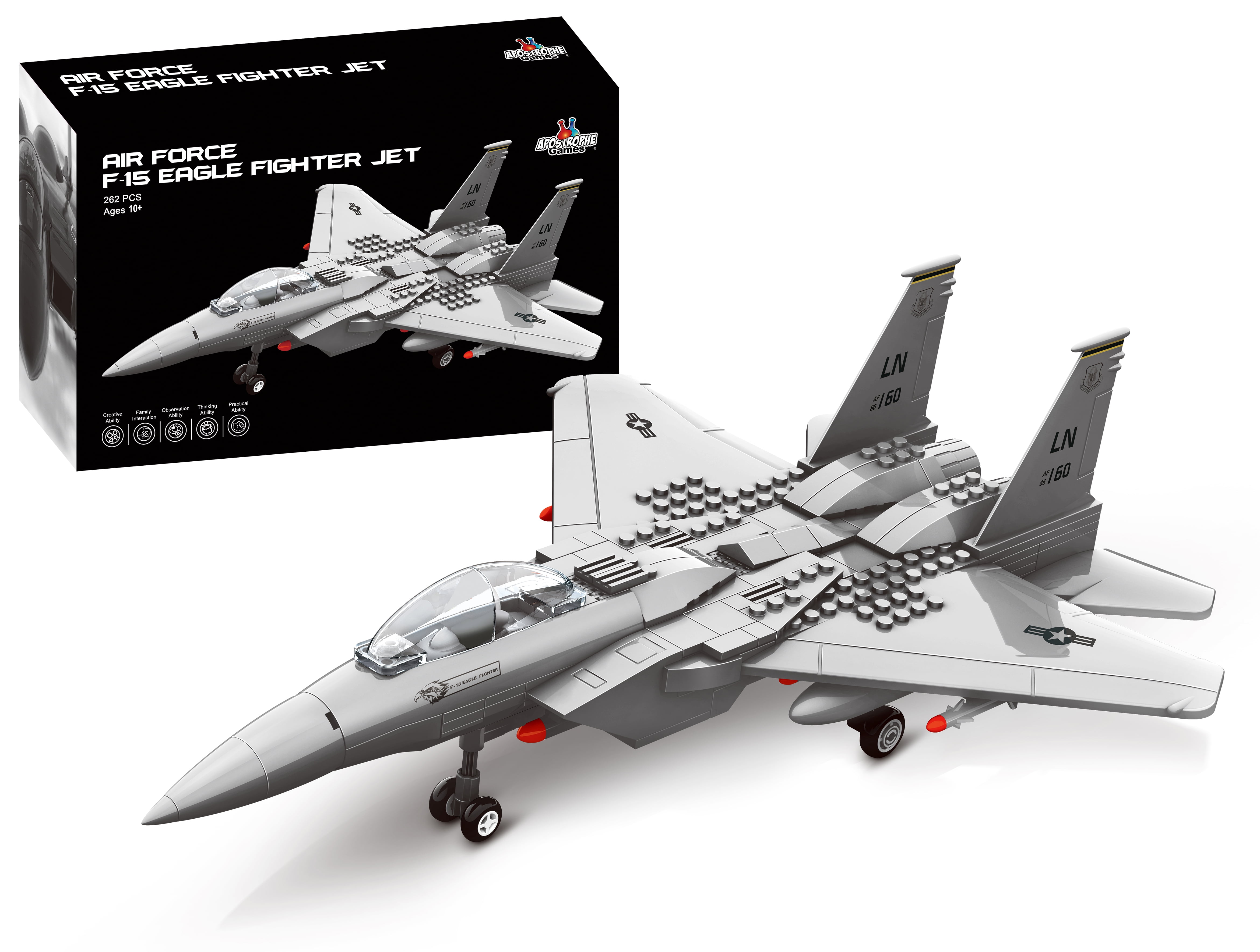 Apostrophe Games F-15 Eagle Fighter Jet Air Force Building Block Set ...