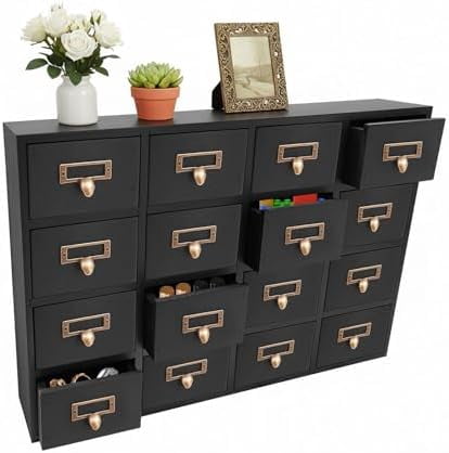 Apothecary Cabinet with Drawers, 16 Drawers Card Catalog Cabinet ...
