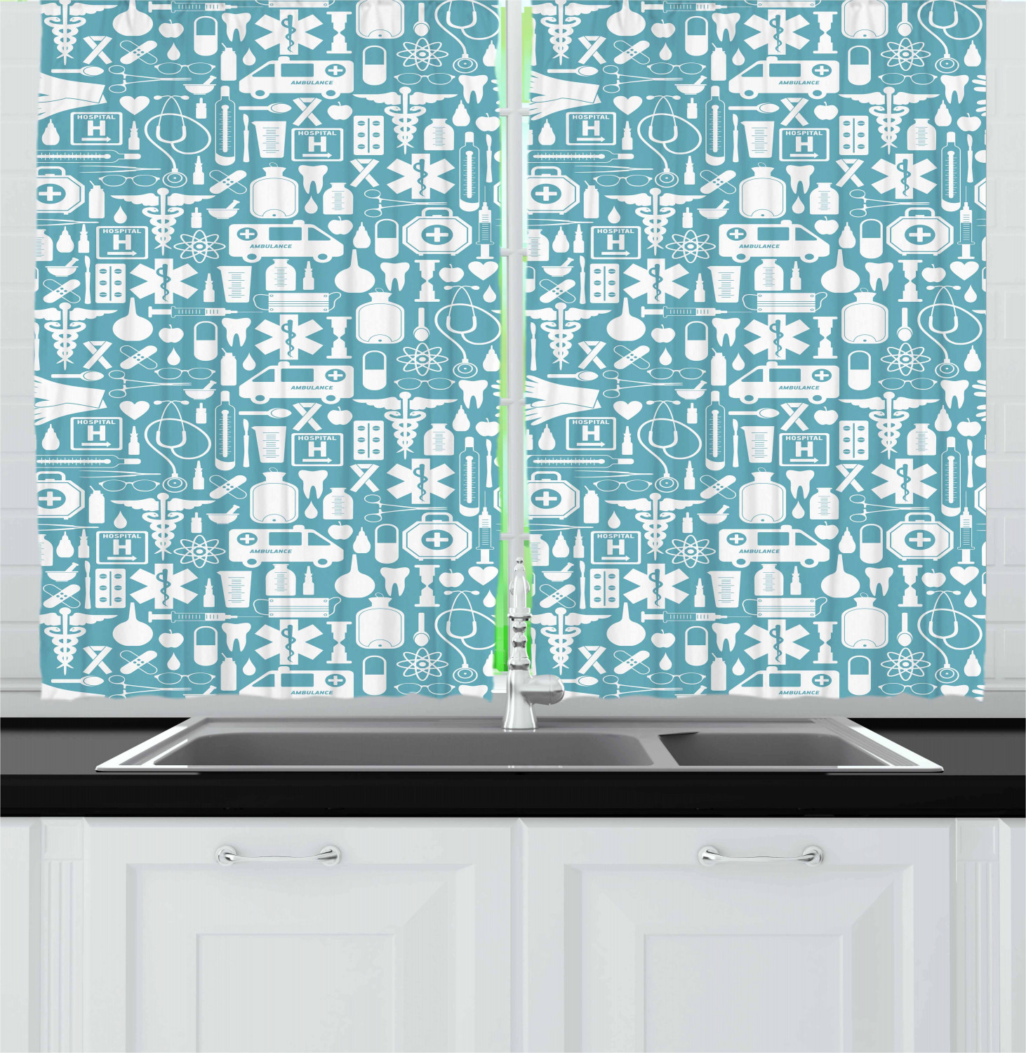 Apothecary Curtains 2 Panels Set, Medication Hospital Health Care ...