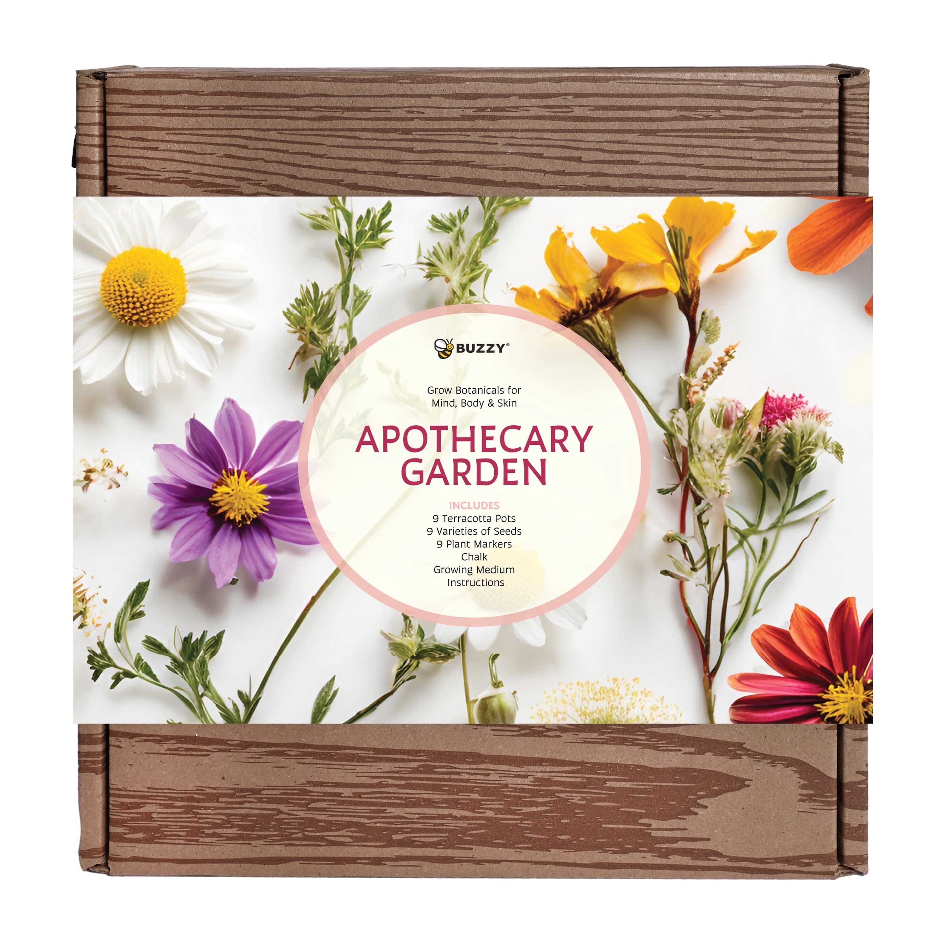 Apothecary Garden Wellness Kit – 9 Herb & Flower Seeds with Pots ...